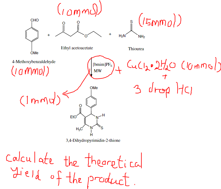 Solved Iomm CHO +H2N NH2 Thiourea Ethyl acetoacetate | Chegg.com