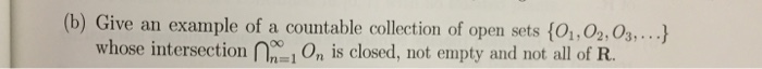 Solved Give an example of a countable collection of open | Chegg.com