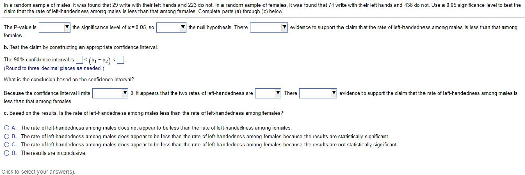 Solved In a random sample of males, it was found that 29 | Chegg.com