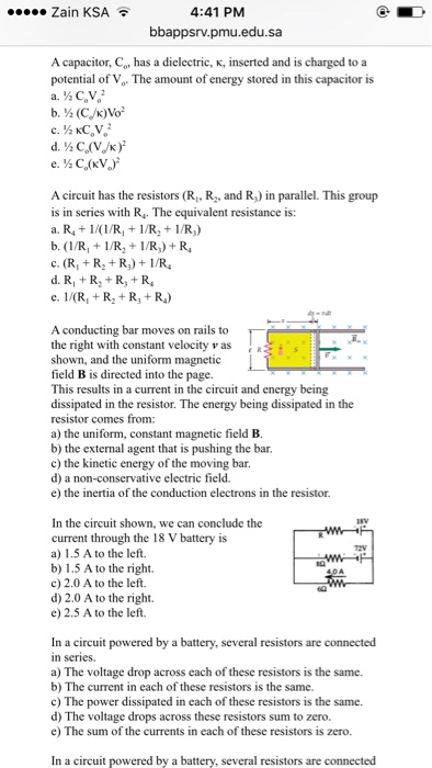 Solved Zain KSA 4:41 PM bbappsrv.pmu.edu.sa A capacitor, Co, | Chegg.com
