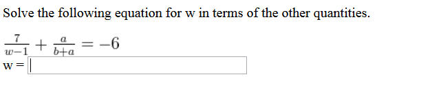 Solved Solve the following equation for w in terms of the | Chegg.com