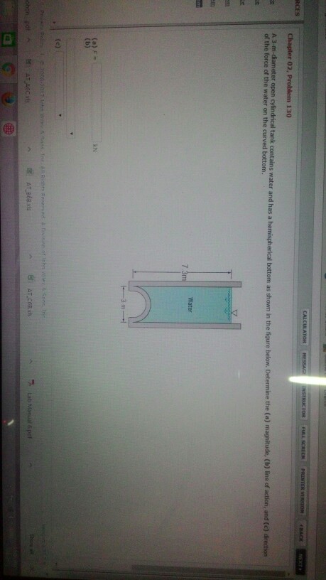 Solved A 3-m-diameter open cylindrical tank contains water | Chegg.com