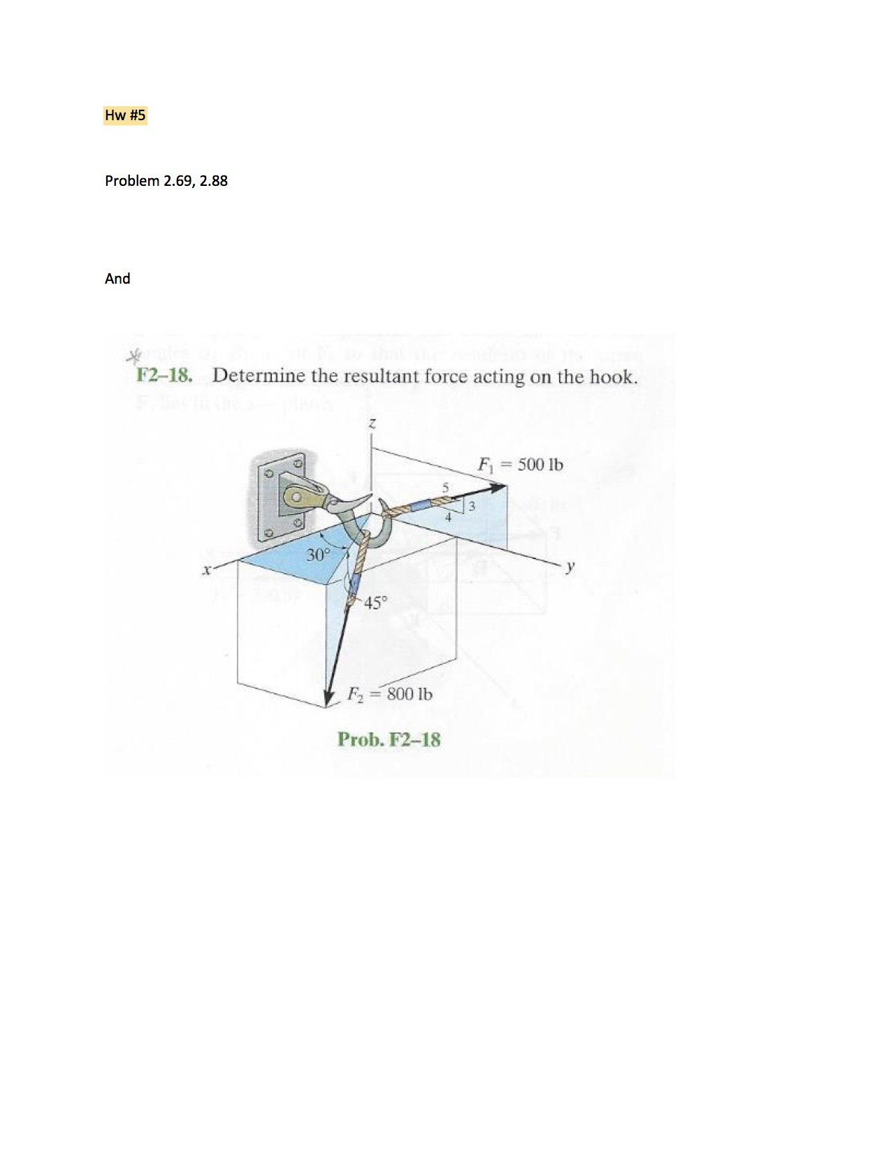 Solved Determine The Resultant Force Acting On The Hook