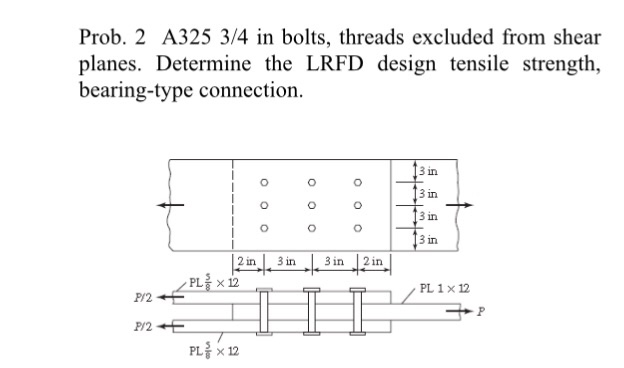Solved A325 3/4 in bolts, threads excluded from shear | Chegg.com