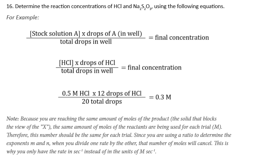 Solved 16. Determine the reaction concentrations of HCl and | Chegg.com