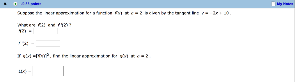 Solved Suppose the linear approximation for a function f(x) | Chegg.com