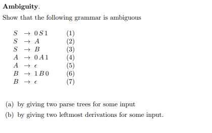Solved Ambiguity Show that the following grammar is | Chegg.com