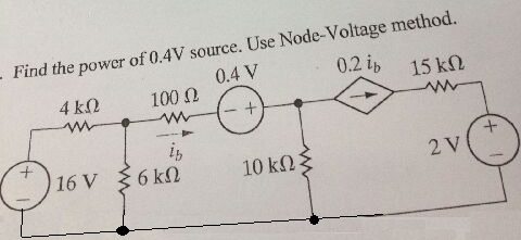 Solved Find the power of 0.4V source. Use Node-Voltage | Chegg.com