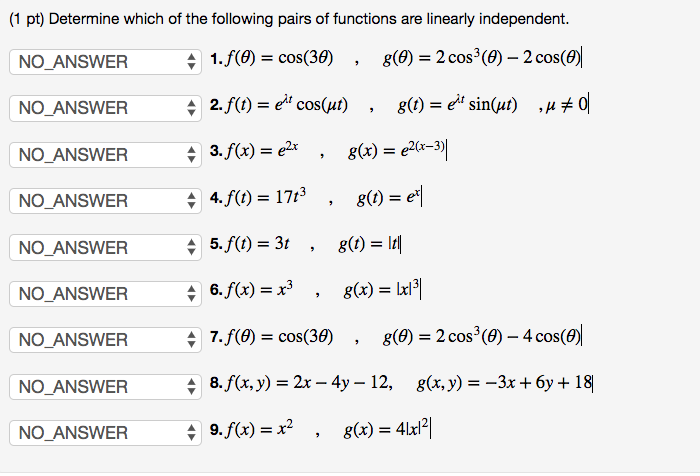 Solved Determine which of the following pairs of functions | Chegg.com