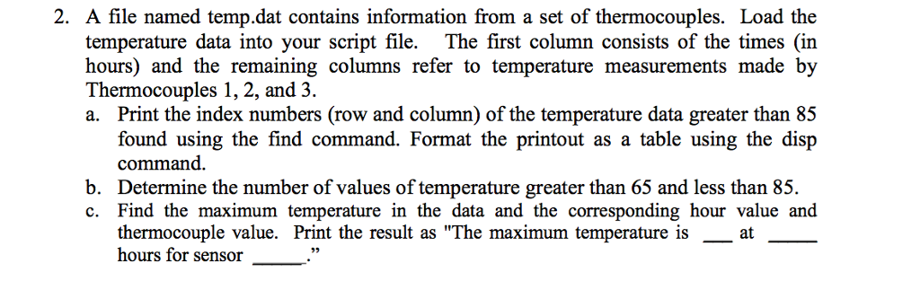 2. A file named temp.dat contains information from a | Chegg.com