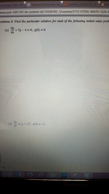 Solved Find the particular solution for each of the | Chegg.com