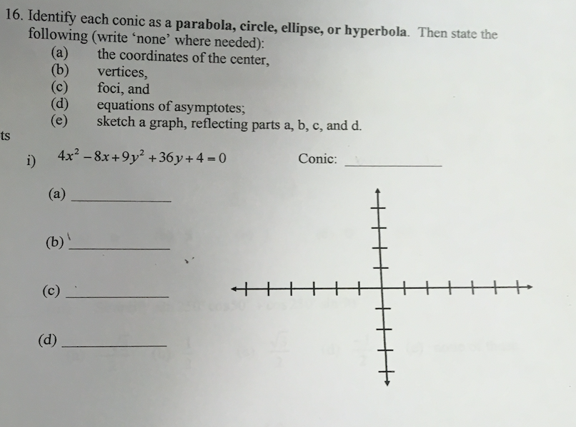Solved 16. Identify each conic as a parabola, circle, | Chegg.com