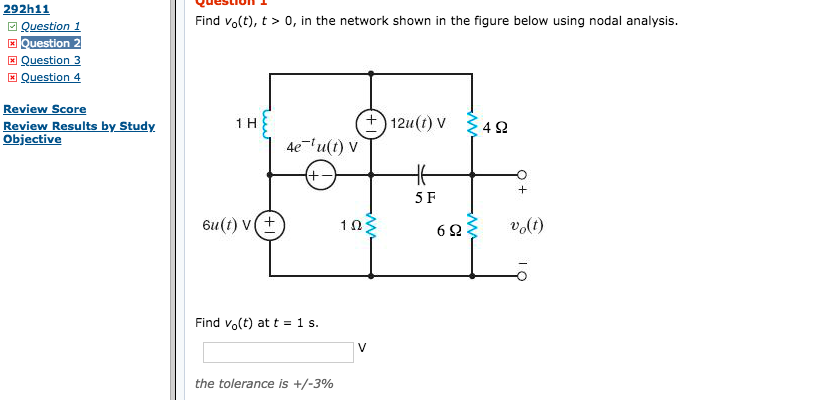 Solved 292h11 Find vo(t), t > 0, in the network shown in the | Chegg.com