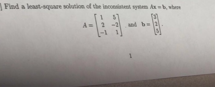 Solved Find a least-square solution of the inconsistent | Chegg.com