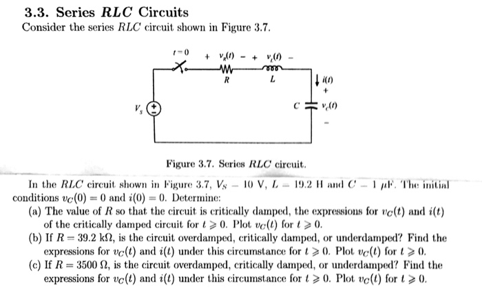Solved Consider the series RLC circuit shown in Figure 3.7. | Chegg.com