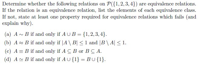 Solved Determine whether the following relations on P( { 1, | Chegg.com