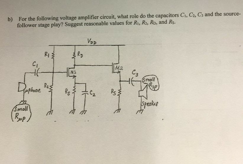 Solved b) For the following voltage amplifier circuit, what | Chegg.com