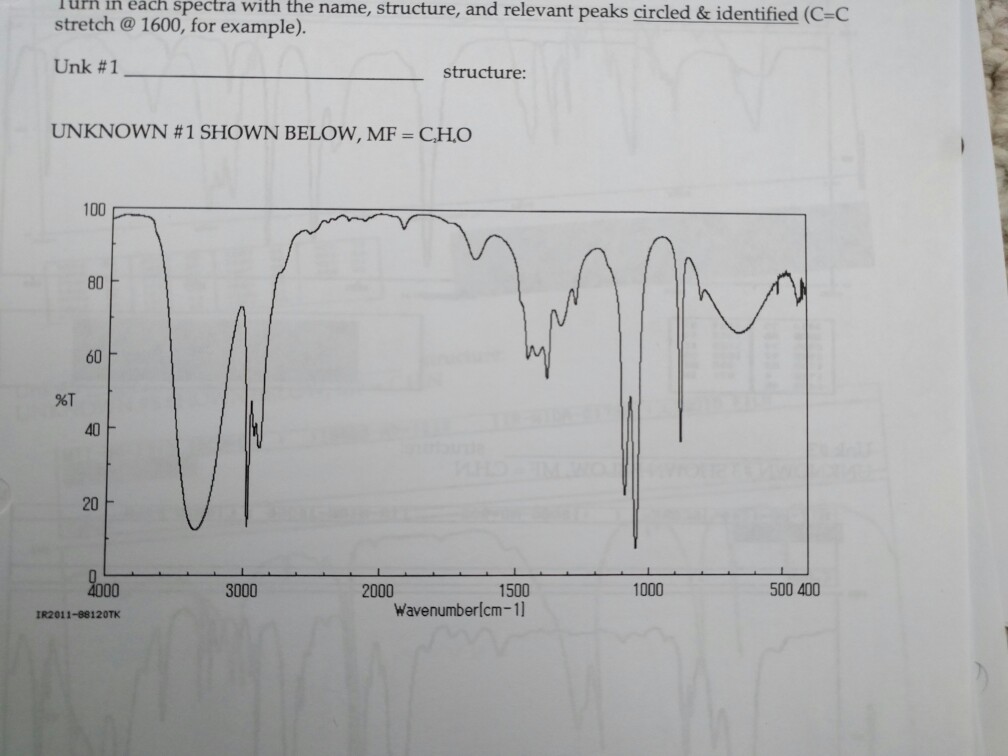 Solved name, structure, and relevant peaks circled & | Chegg.com