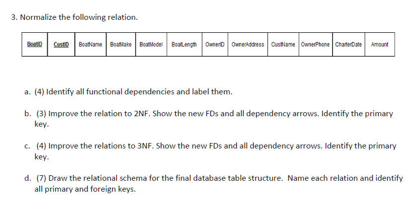 Solved 3. Normalize the following relation Bott CustID | Chegg.com Solved 3. Normalize the following relation Bott CustID | Chegg.com