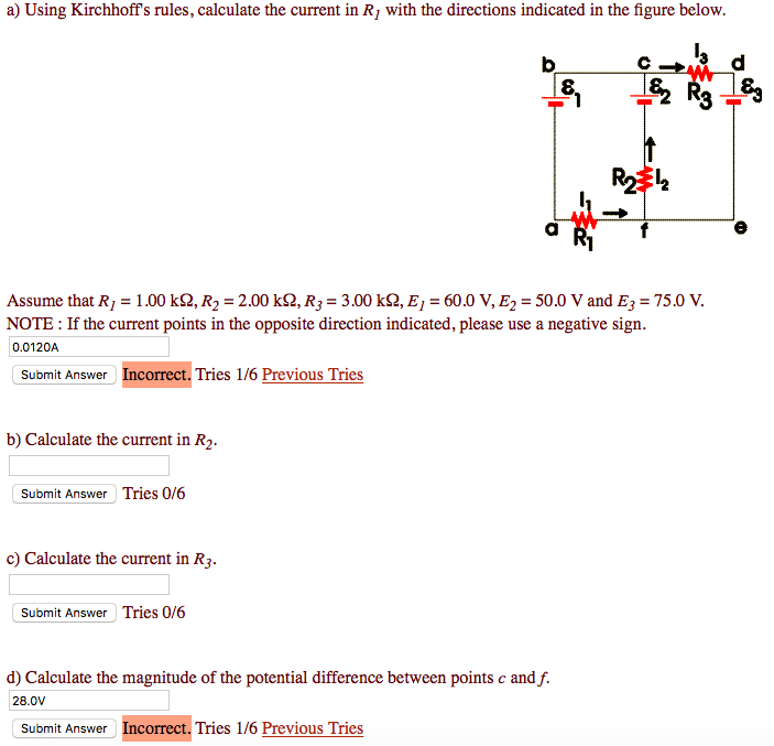 Solved Using Kirchhoff's rules, calculate the current in R_1 | Chegg.com