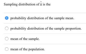 Solved Sampling distribution of x is the probability | Chegg.com