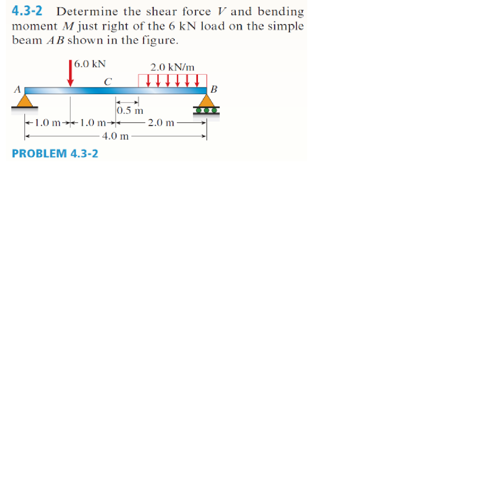 Solved 4.3-2 Determine the shear force V and bending moment | Chegg.com