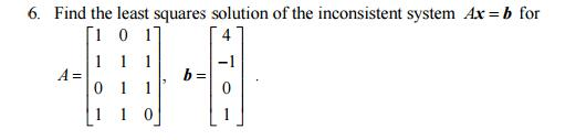Solved Find the least squares solution of the inconsistent | Chegg.com