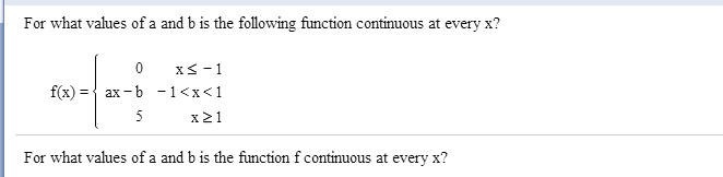 Solved For What Values Of A And B Is The Following Function 5641