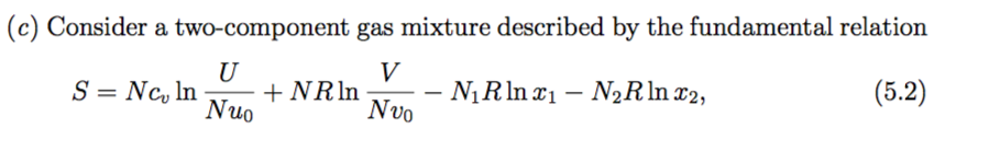 Solved (c) Consider a two-component gas mixture described by | Chegg.com