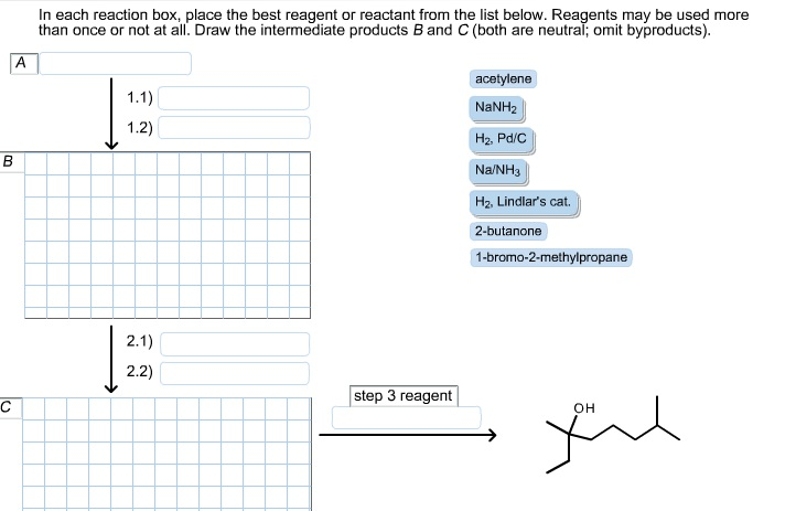 Solved In each reaction box, place the best reagent or | Chegg.com