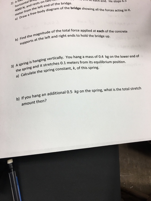 Solved A spring is hanging vertically. You hang a mass of | Chegg.com