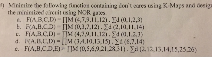 Solved Minimize the following function containing don't | Chegg.com