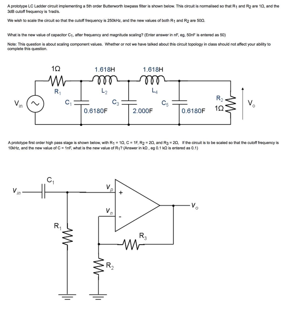 A prototype LC Ladder circuit implementing a 5th | Chegg.com