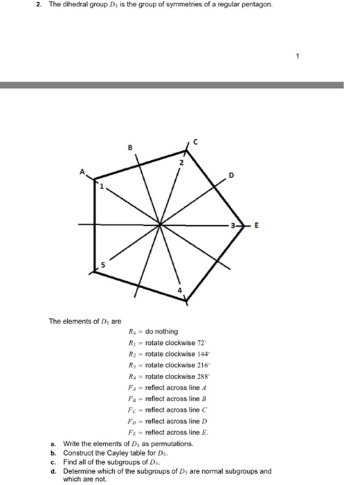 Solved The dihedral group D_5 is the group of symmetries of | Chegg.com