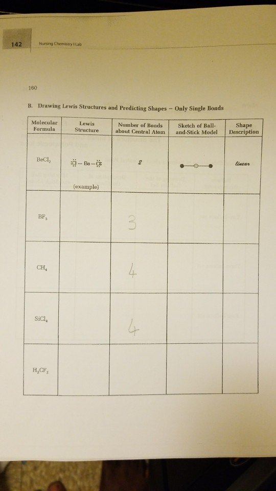 Solved 142 Nursing Chemistry I Lab 160 Drawing Lewis | Chegg.com