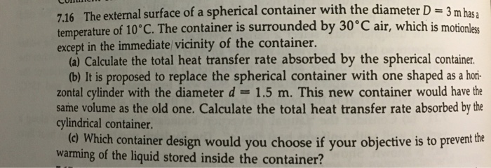 Solved The external surface of a spherical container with | Chegg.com