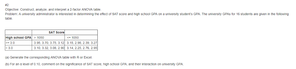 Solved #2 Objective: Construct, analyze, and interpret a | Chegg.com