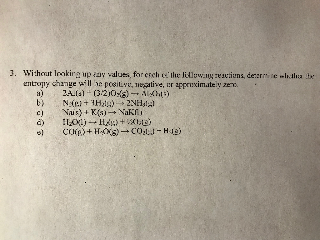 Solved 3. Without looking up any values, for each of the | Chegg.com