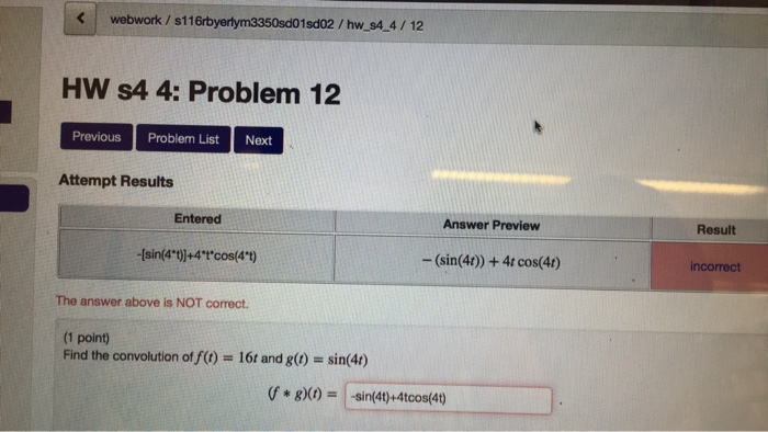 Solved Find the convolution of f(t) = 16t and g(t) = sin | Chegg.com