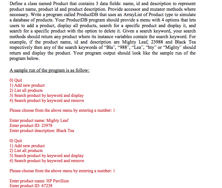 Solved Define a class named Product that contains 3 data | Chegg.com