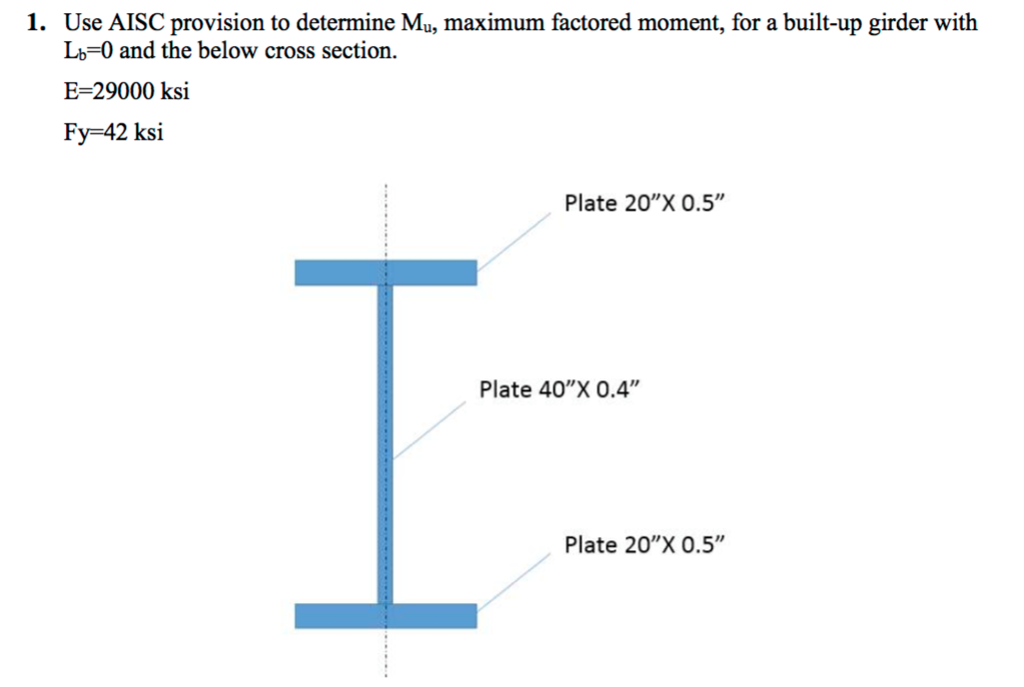 Solved 1. Use AISC provision to determine Mu, maximum | Chegg.com