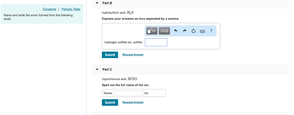 Solved Part B Constants I Periodic Table Name and write the | Chegg.com Solved Part B Constants I Periodic Table Name and write the | Chegg.com