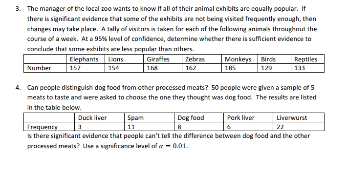Solved 3. The manager of the local zoo wants to know if all | Chegg.com