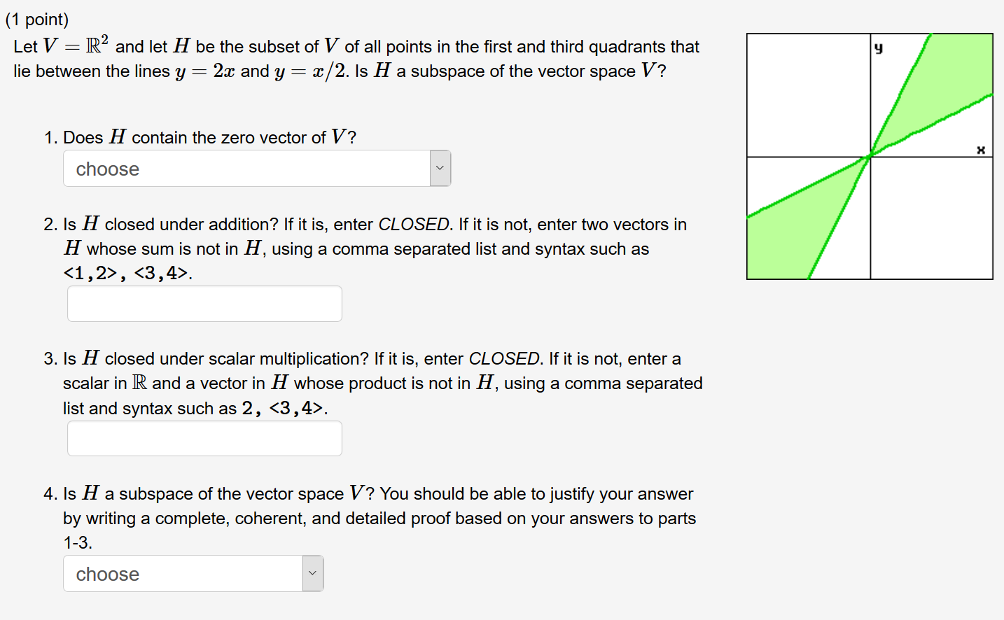 Solved Let V = R^2 and let H be the subset of V of all | Chegg.com