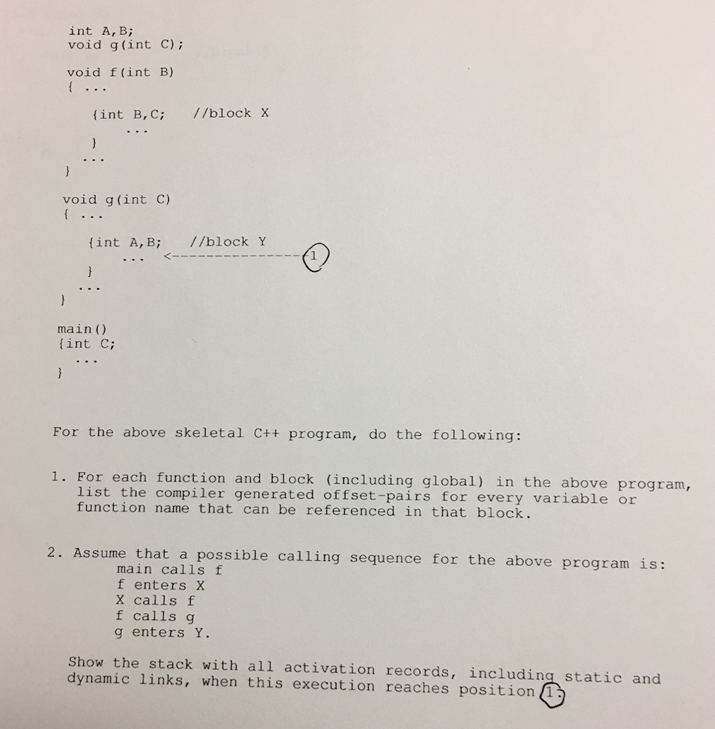 1. For each function and block (including global) in | Chegg.com