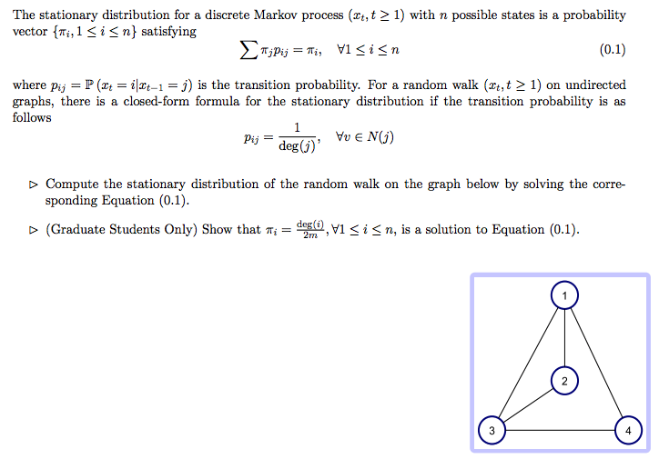 The stationary distribution for a discrete Markov | Chegg.com