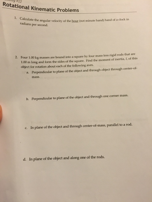 Solved Calculate the angular velocity of the hour (not | Chegg.com