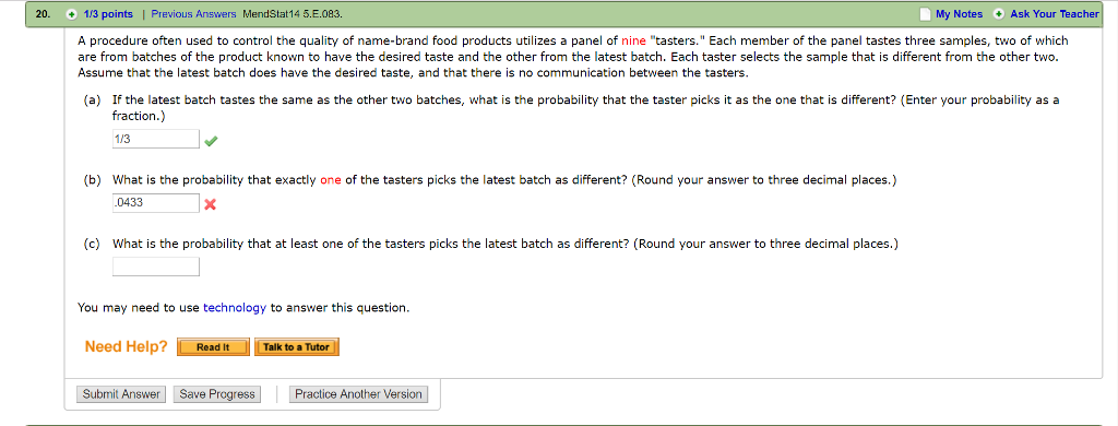 Solved 14. 013 points | Previous Answers MendStat14 5.E.058 | Chegg.com