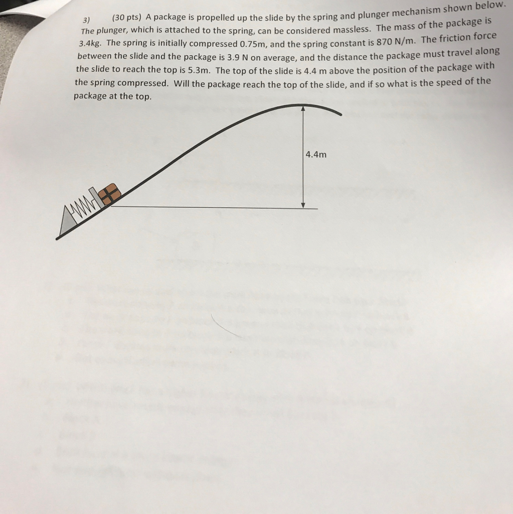 Solved A package is propelled up the slide by the spring and | Chegg.com