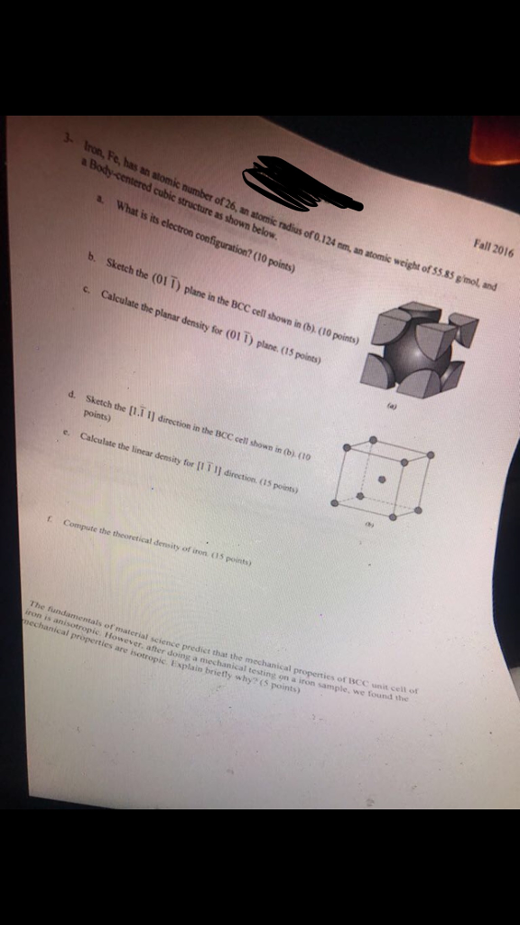 Solved Fall 2016 atomic weight of ss8 gimol, and the (011) | Chegg.com